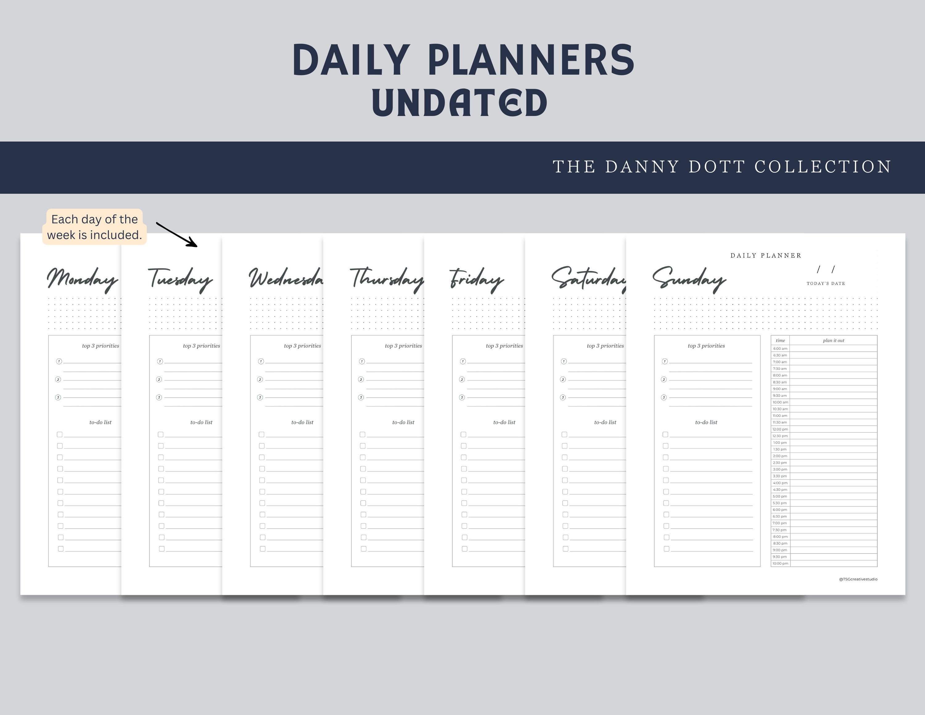 Daily Weekly Planner Bundle, Printable PDF for Bullet Journaling ...