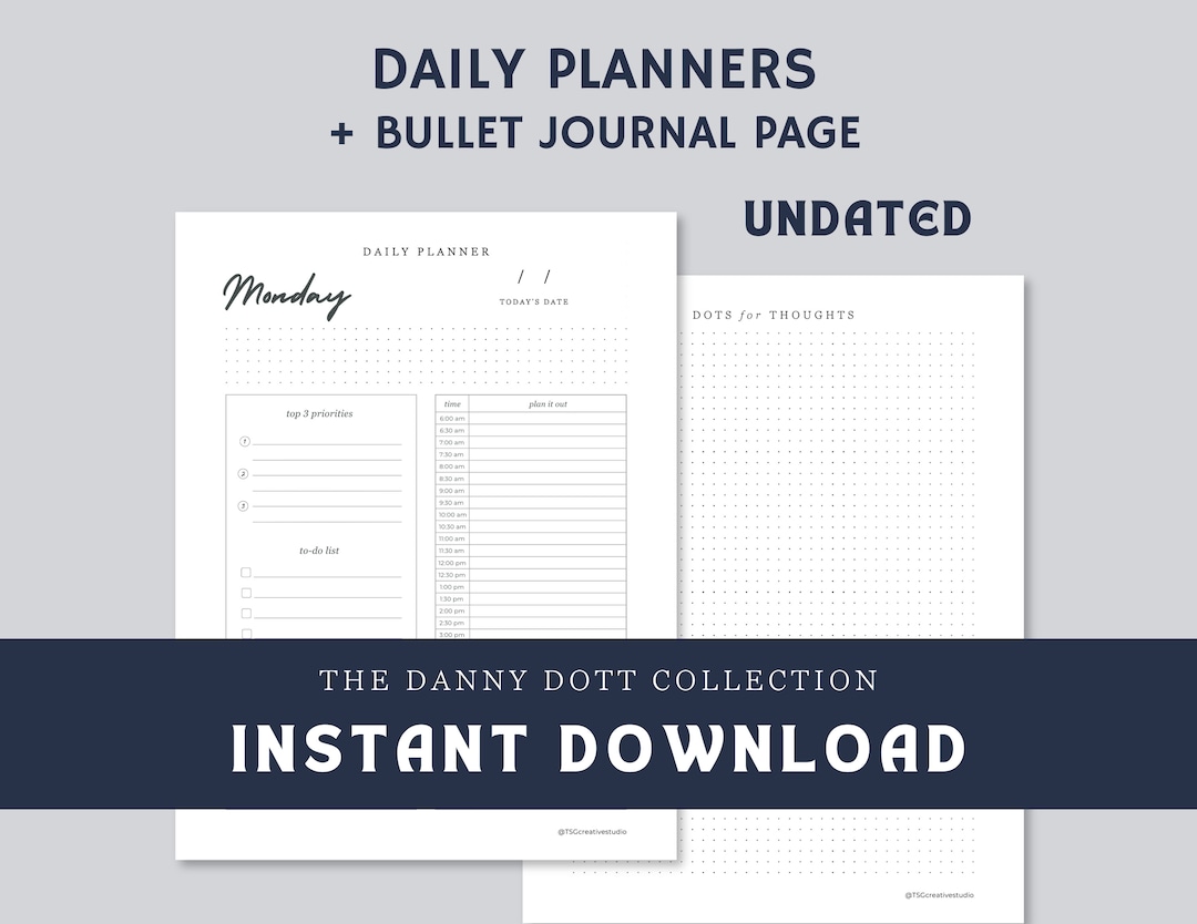 Daily Planner Bundle, Printable PDF for Bullet Journaling, Prioritizing ...