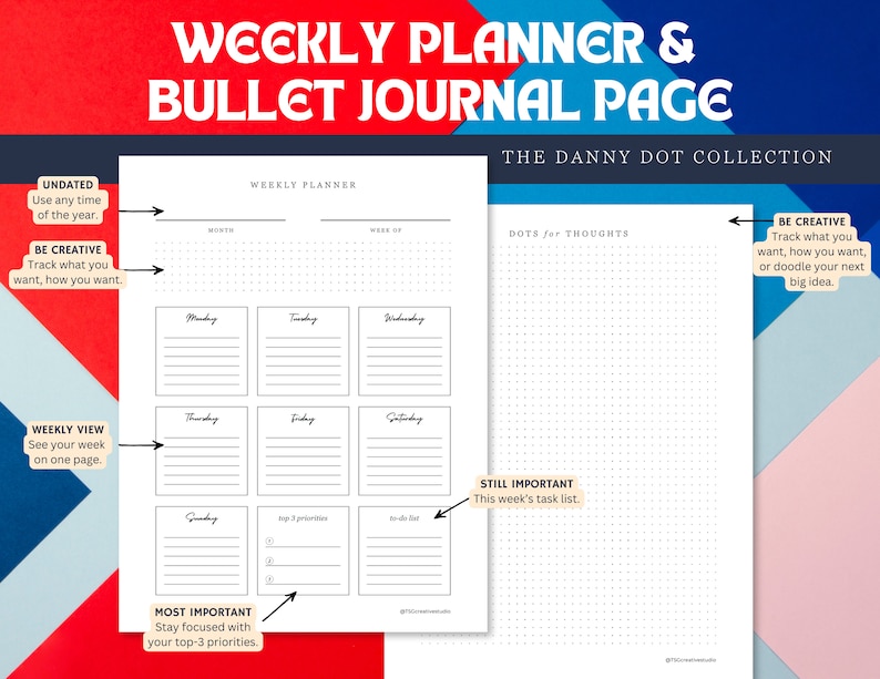 Weekly Planner: Printable PDF for Bullet Journaling - Etsy