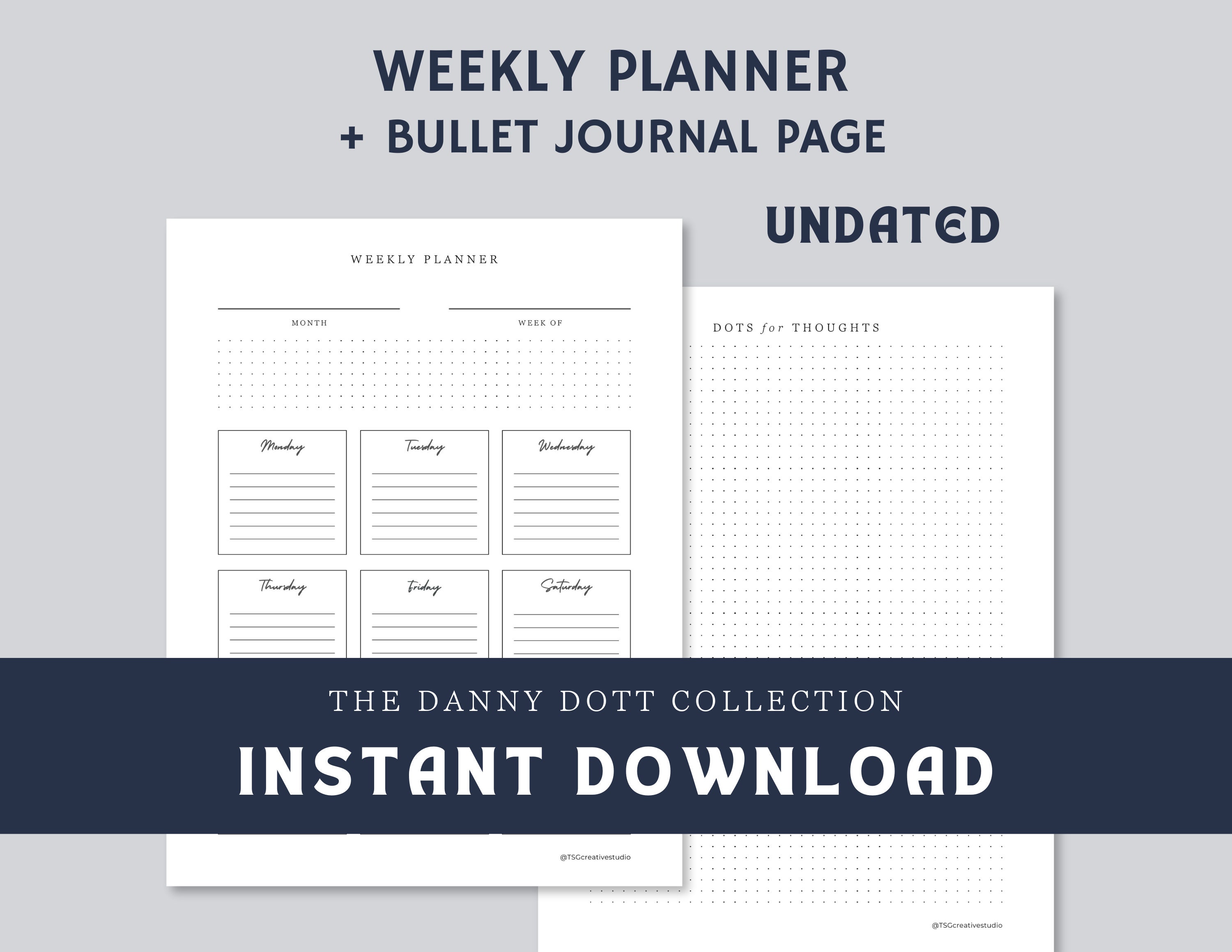 Weekly Planner Bundle, Printable PDF for Bullet Journaling ...