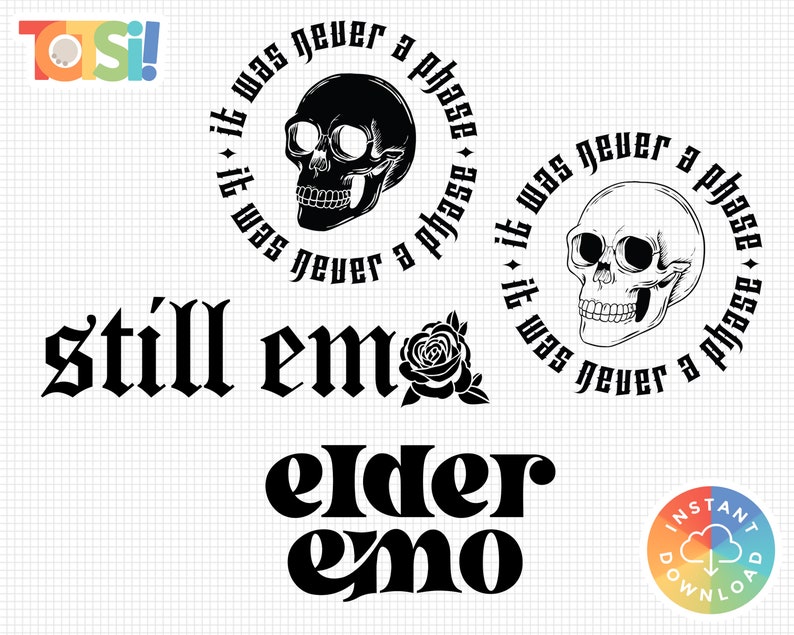 Elder Emo SVG PNG Cut Files Bundle Instant Download It - Etsy