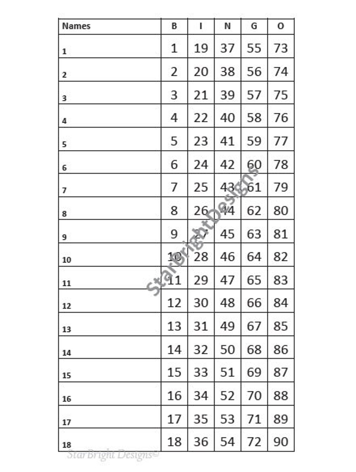 Bingo Cards 18 Line Bingobingo Cards Bundle Custom Board - Etsy