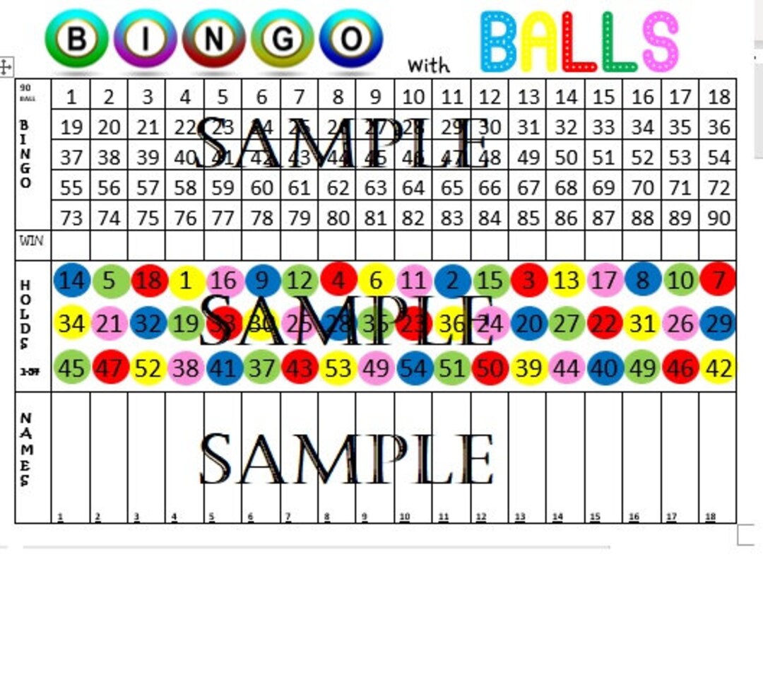 18 Line Bingo| Hold| Bingo With Holds| 1-90 Bingo| 1-54 Holds| Custom ...