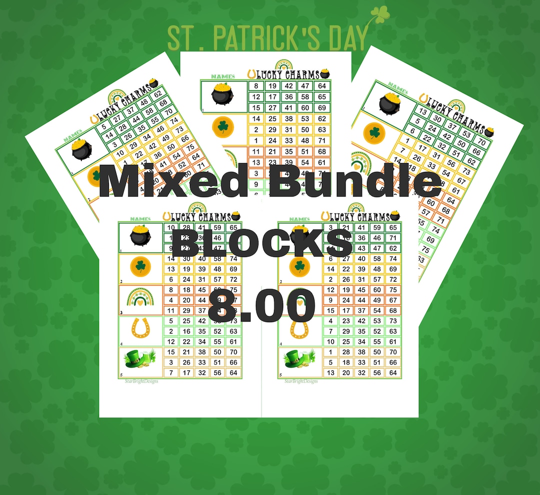 Blocks| Mixed Bundle| Bingo Boards| Irish Colors| 1-75 Balls| Lucky ...