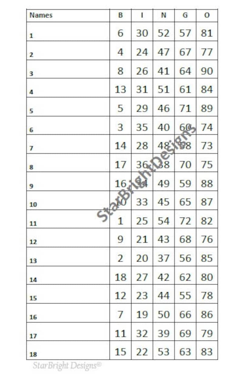 Bingo Cards| 18 Line Bingo|bingo Cards Bundle| Custom Board Games - Etsy