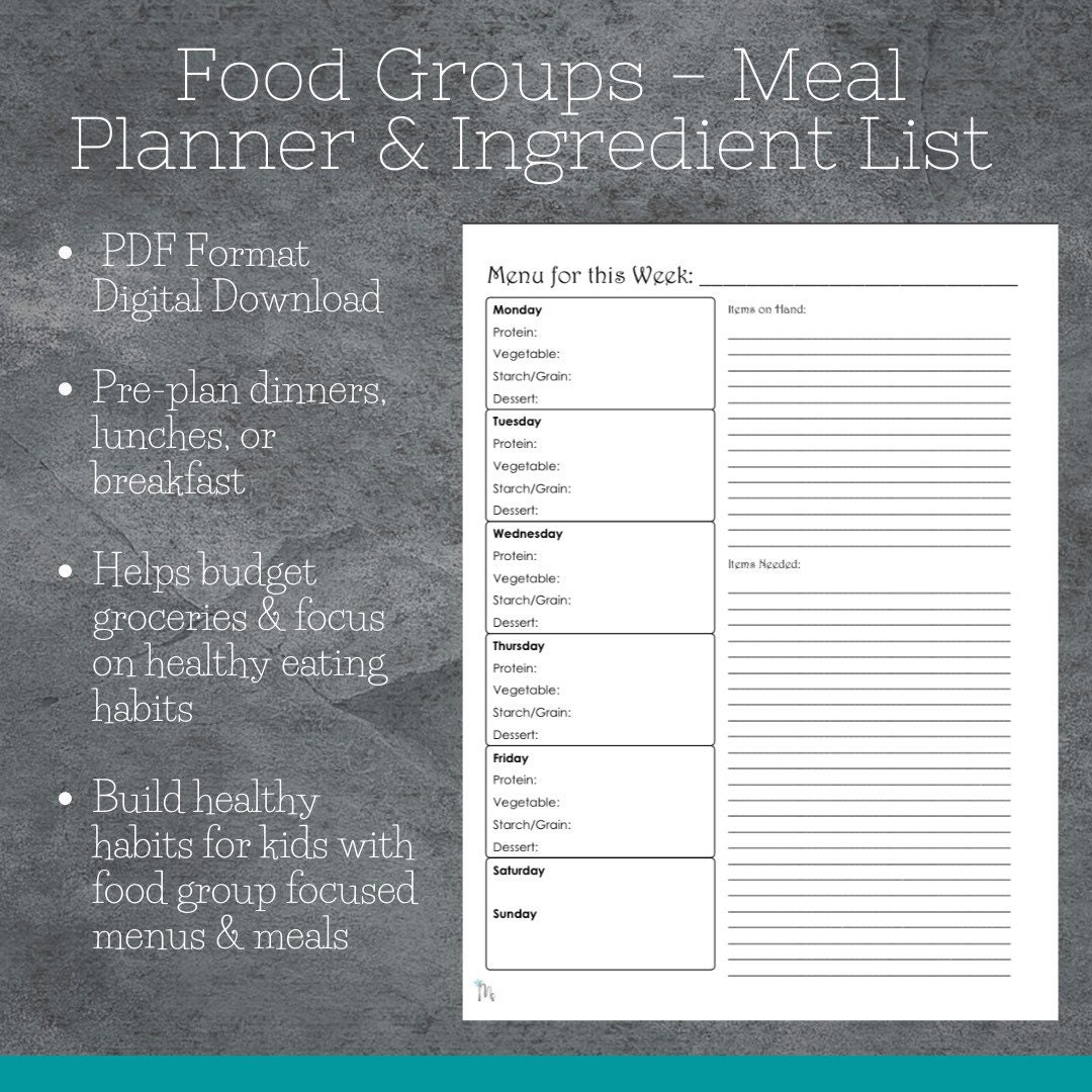 Home and Office Tools Food Groups Meal Planner Ingredient - Etsy