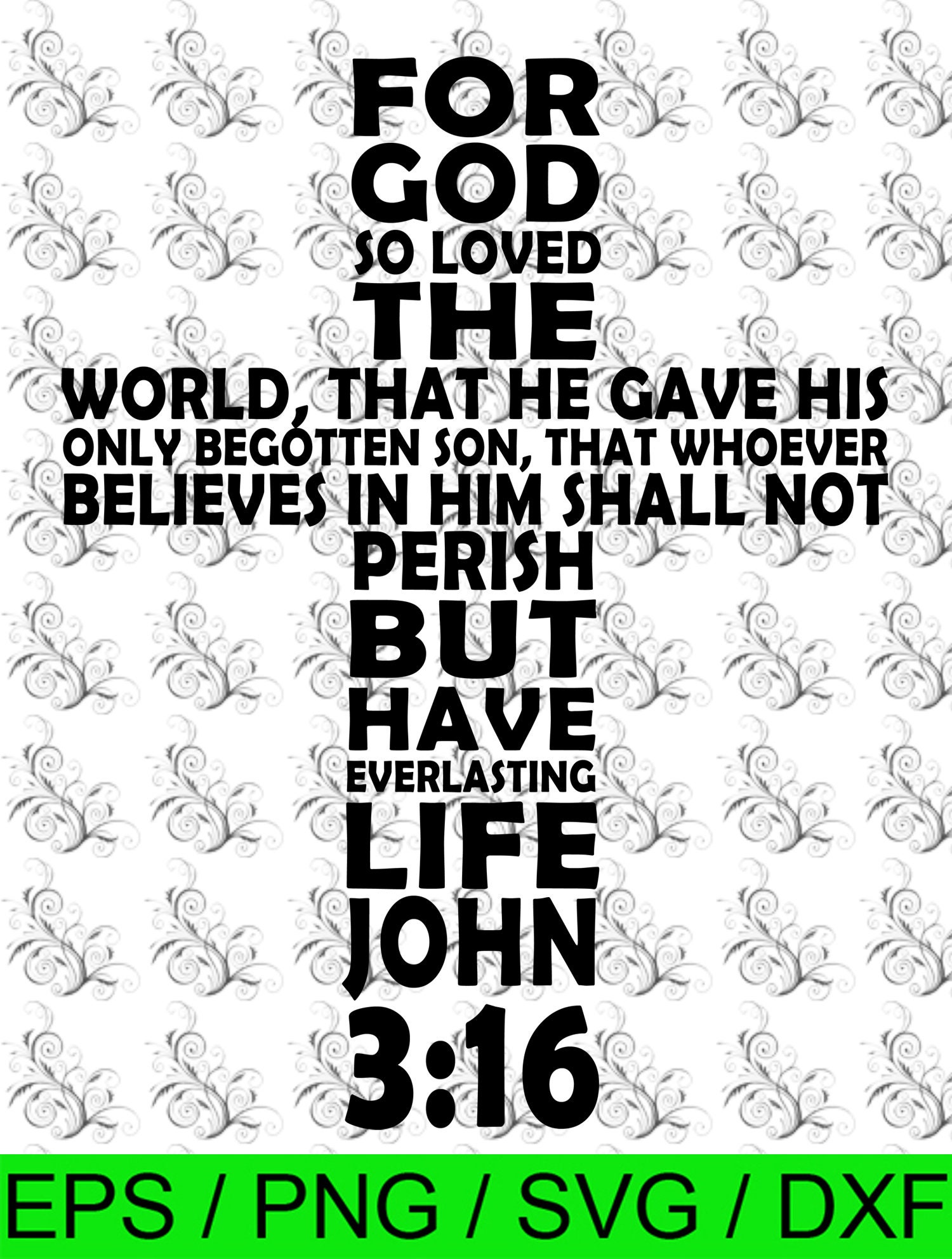 John 3:16, Christian Inspiration SVG / PNG / Instant Download - Etsy