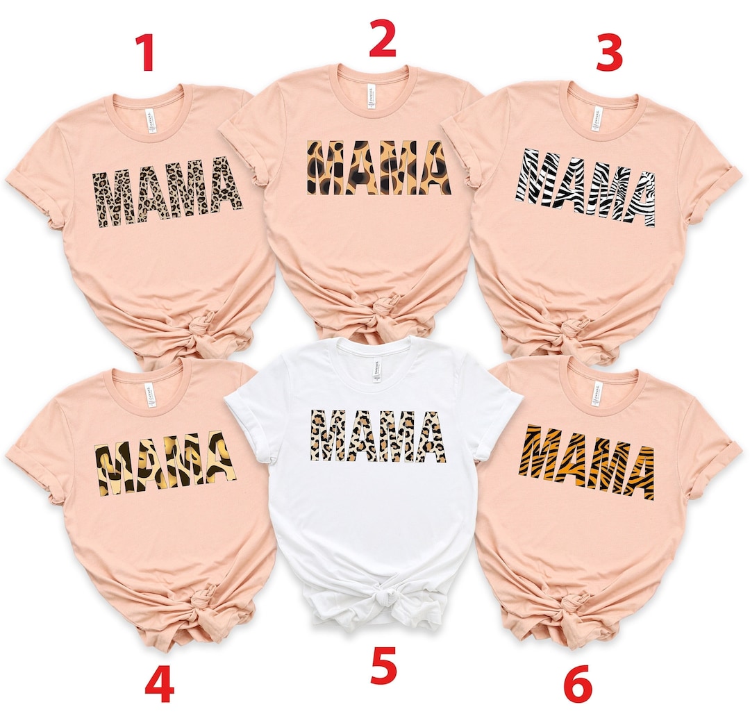 Mama Leopard Tiger Cheetah Tee Shirt, Mom Crewneck Animal Print Shirt ...