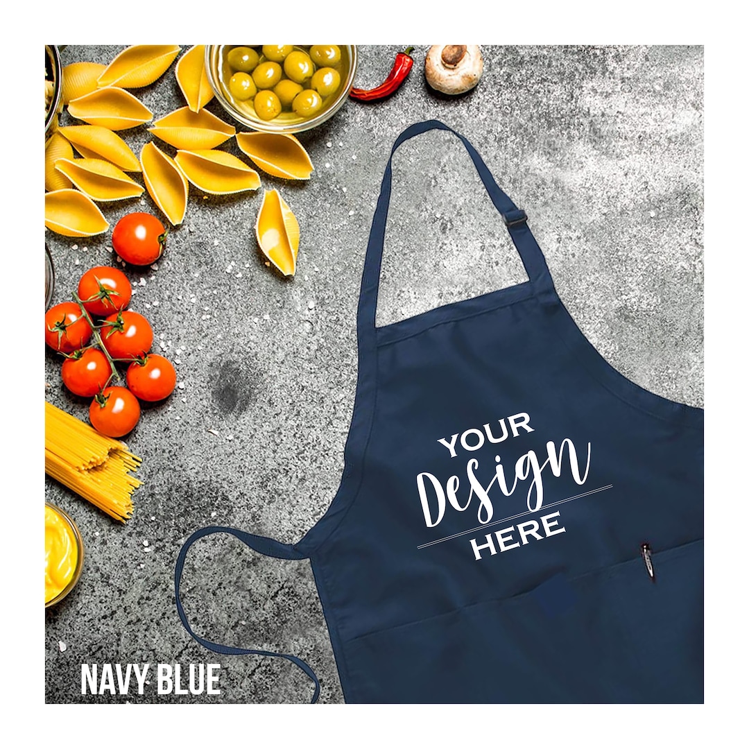 Personalized Logo Apron With Pockets Custom Text Logo Apron Custom