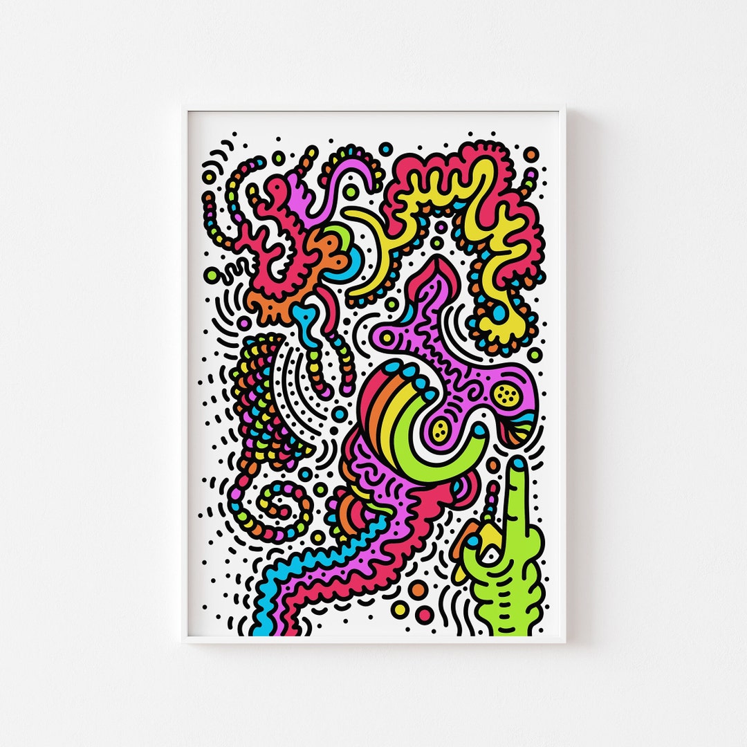 Doodle Desire Maximal Illustration Wall Art Bold Rainbow LGBTQ Art ...