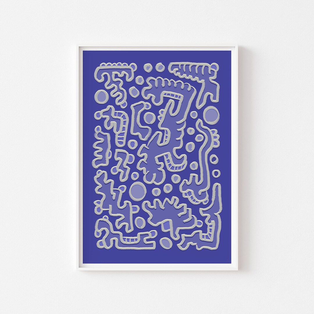 Chalk Talk - Blue Abstract Geometric Wall Illustration Design ...