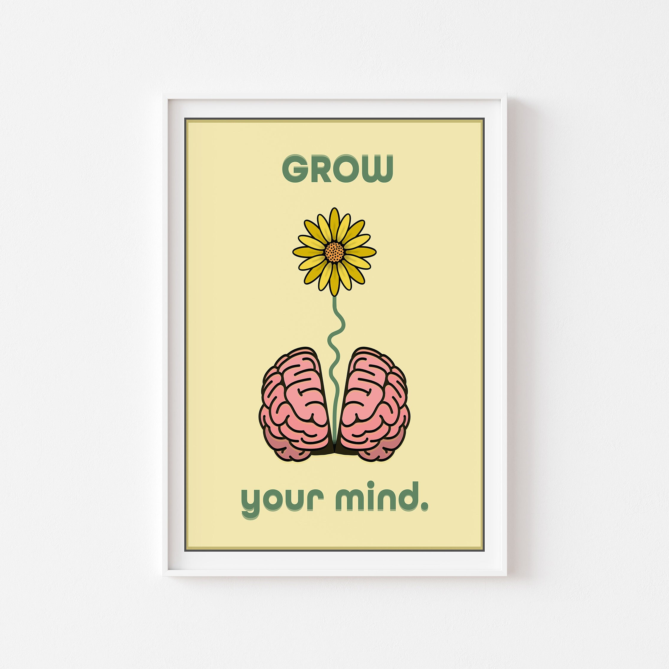 Grow Your Mind Mental Health Poster Learning Poster Flower Art School ...