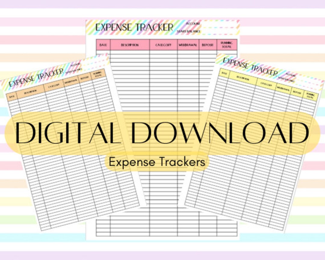 Expense Tracker Log Sheets Digital Download Rainbow Budgets - Etsy