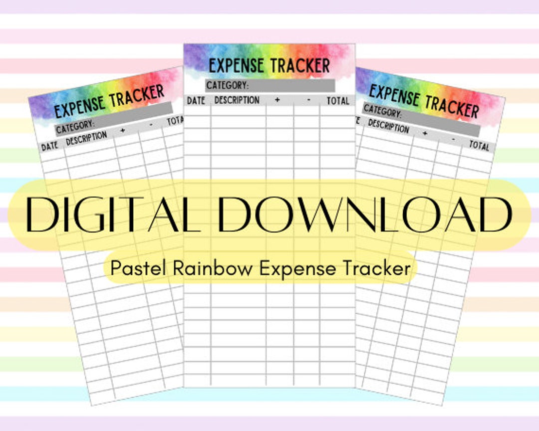 Expense Tracker Bold Rainbow Digital Download Rainbow Budgets - Etsy