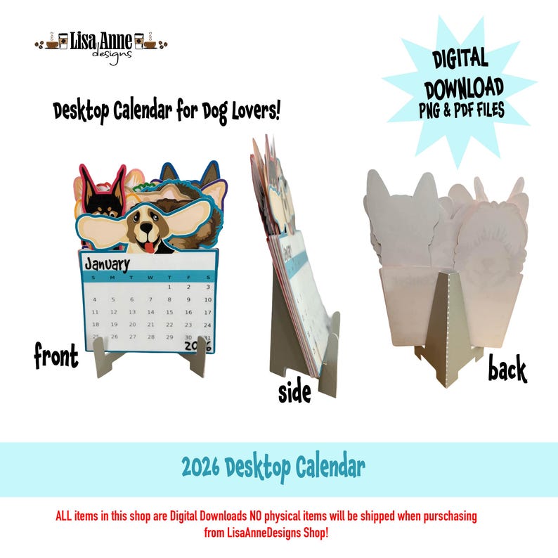2026 Dog Desk Calendar Print Then Cut | Digital Download | Silhouette ...