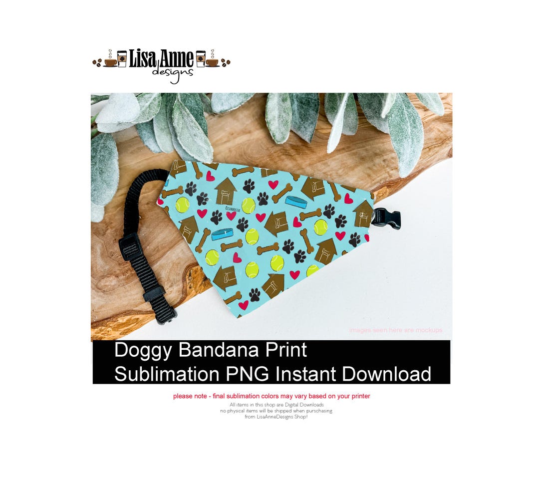Sublimation PNG Dog Bandana Instant Download Print Light Blue Dog ...