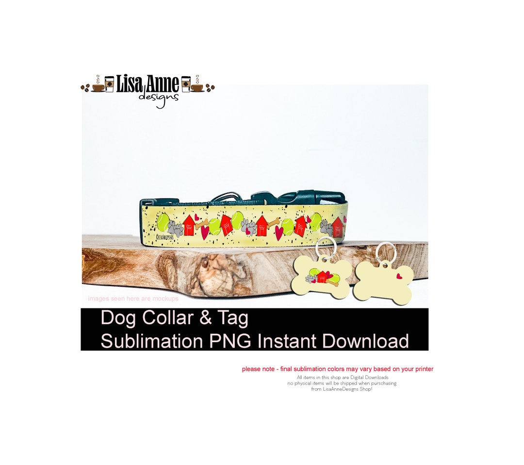 Dog Collar, Sublimation Designs PNG, Prints Pet Collar and Tag Bundle ...