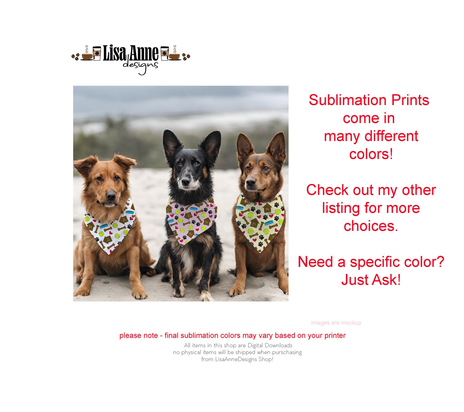 Dog Collar and Tag Sublimation Design, Bone and Paw Shapes (PNG Digital ...
