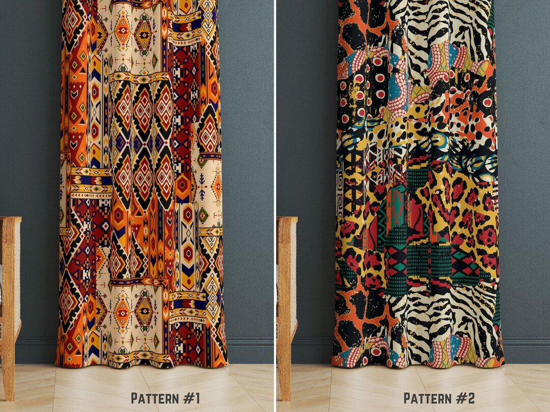 African Wild Animal Skins Style Window Curtains, Indian Authentic ...