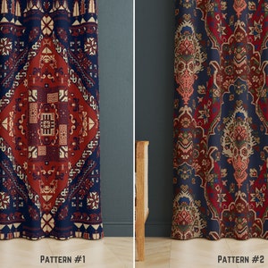 Turkish Kilim Window Curtains, Anatolian Rug Design Drape, Oriental ...