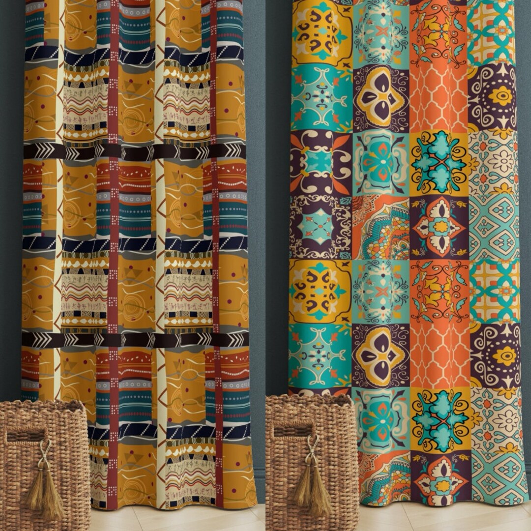 Bohemian Motif Window Curtain Boho Style Curtains Window - Etsy