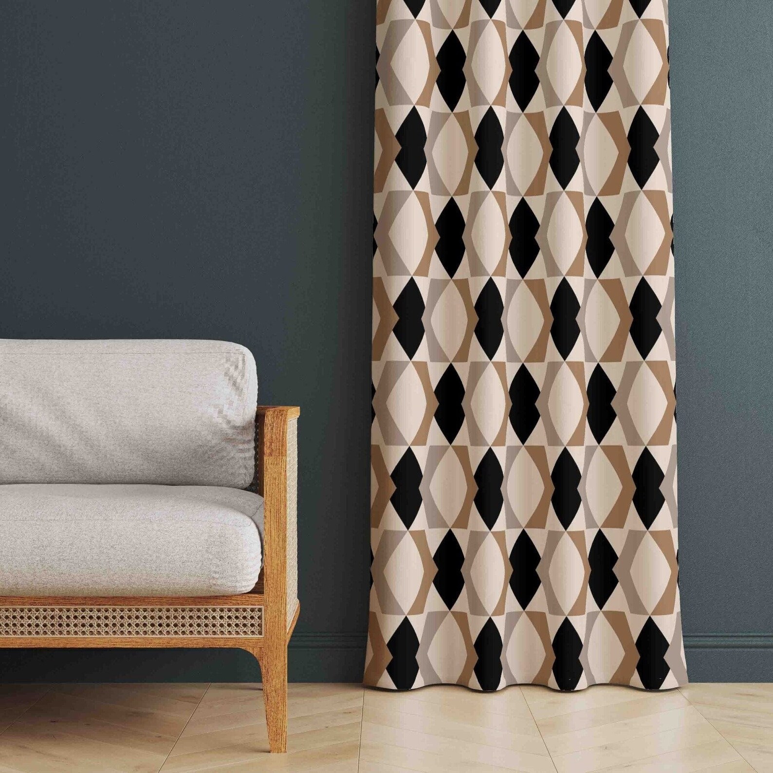 Chic Symmetrical Drapes, Seamless Geometric Window Curtain, Repeating ...