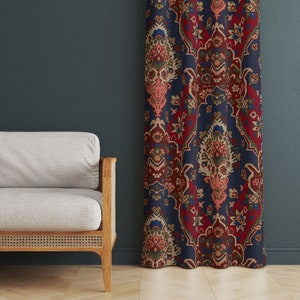 Turkish Kilim Window Curtains, Anatolian Rug Design Drape, Oriental ...