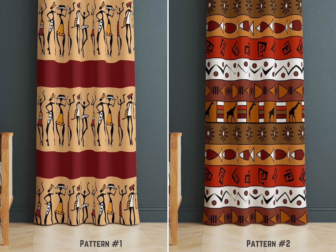 African Women Window Curtains, Traditional Style Drape, Tribal Ancient ...