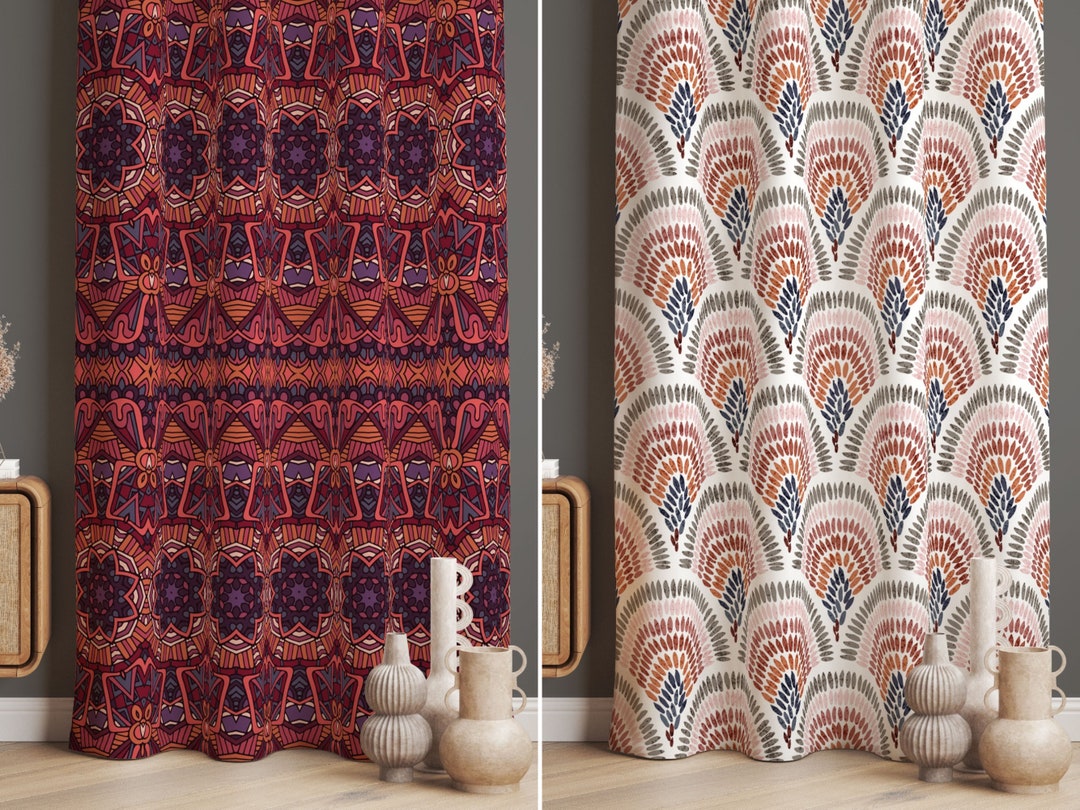 Mandala Theme Window Curtain, Southwestern Window Drape, Boho Art ...