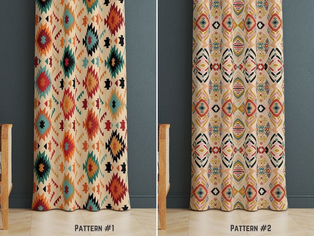 Aztec Seamless Style Curtains, Retro Southwestern Window Drapes, Navajo ...
