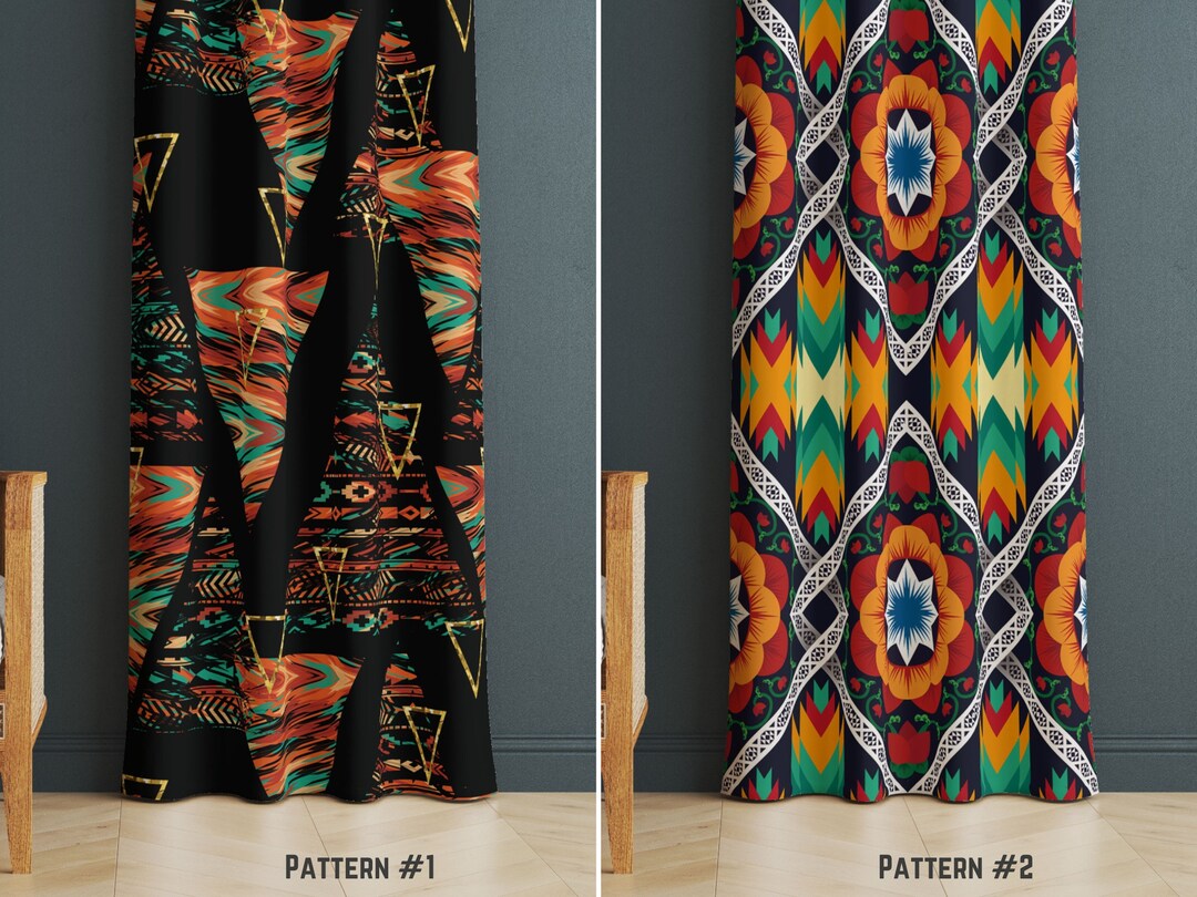 Tribal Window Curtains, Rustic Western Style Drape, Aesthetic Tapestry ...