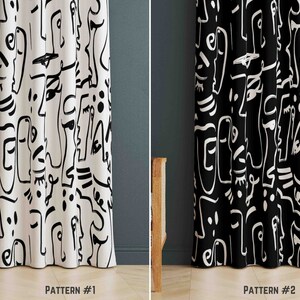 Portrait Design Drape, Abstract Art Face Window Curtains, Artistic ...