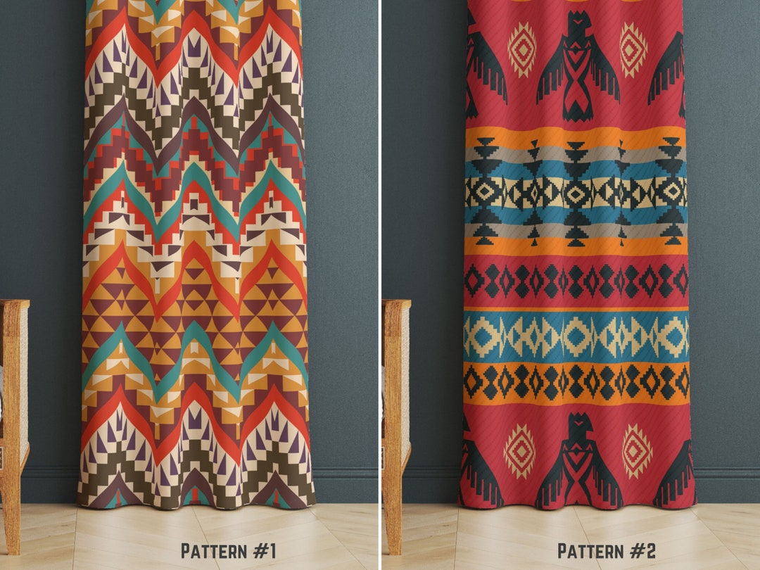 Retro American Curtains, Navajo Design Drapes, Aztec Design Room ...