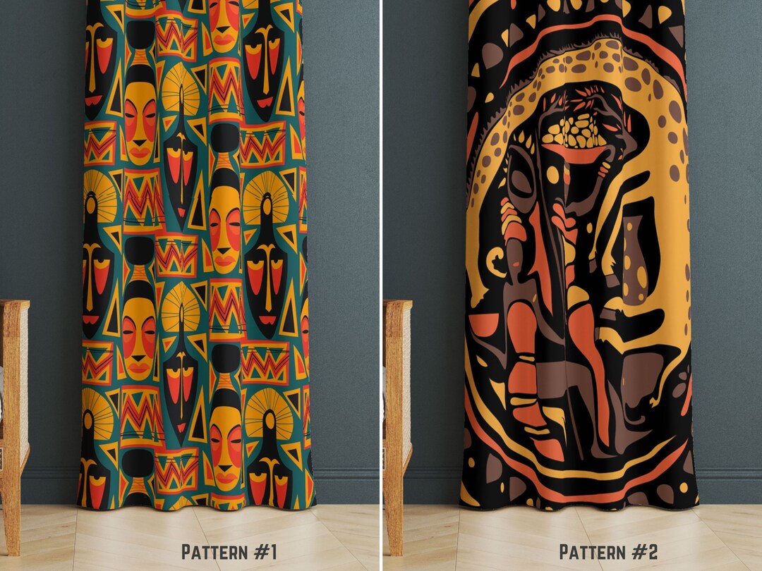 Tribal Art Window Drape, African History Window Curtains, Traditional ...