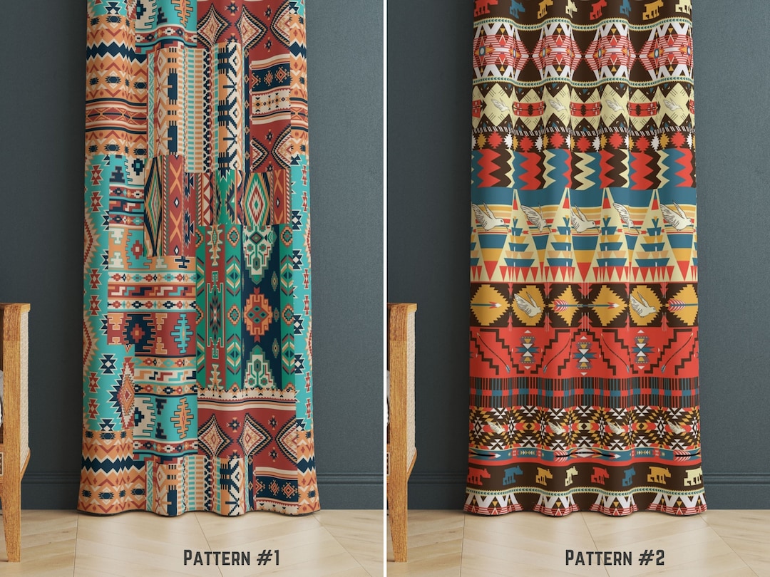 Aztec Seamless Style Window Curtains, Southwestern Drapes, Ethnic ...