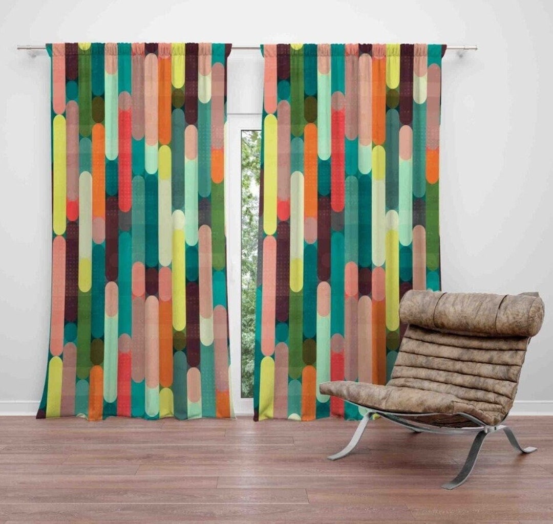 Unique Curtains Models, Abstract Art Style Drapes, Artistic Living Room ...