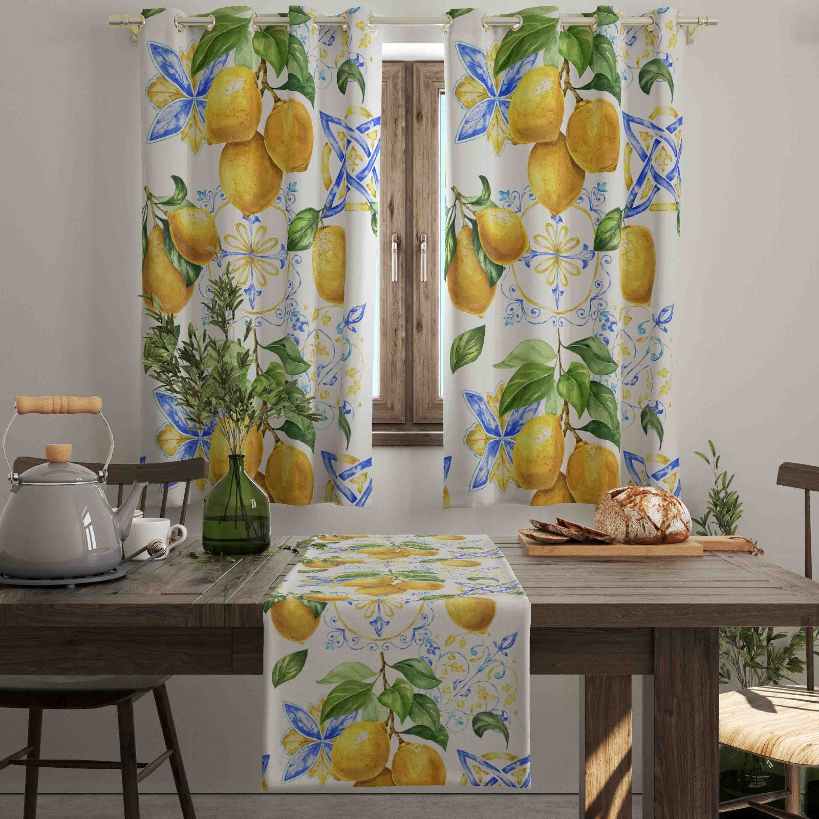 Soft Lemon Pattern Curtains Citrus Farmhouse Valances Daisy Window Treatments for Dining Room Fruit Kitchen Drapes Housewarming Gifts