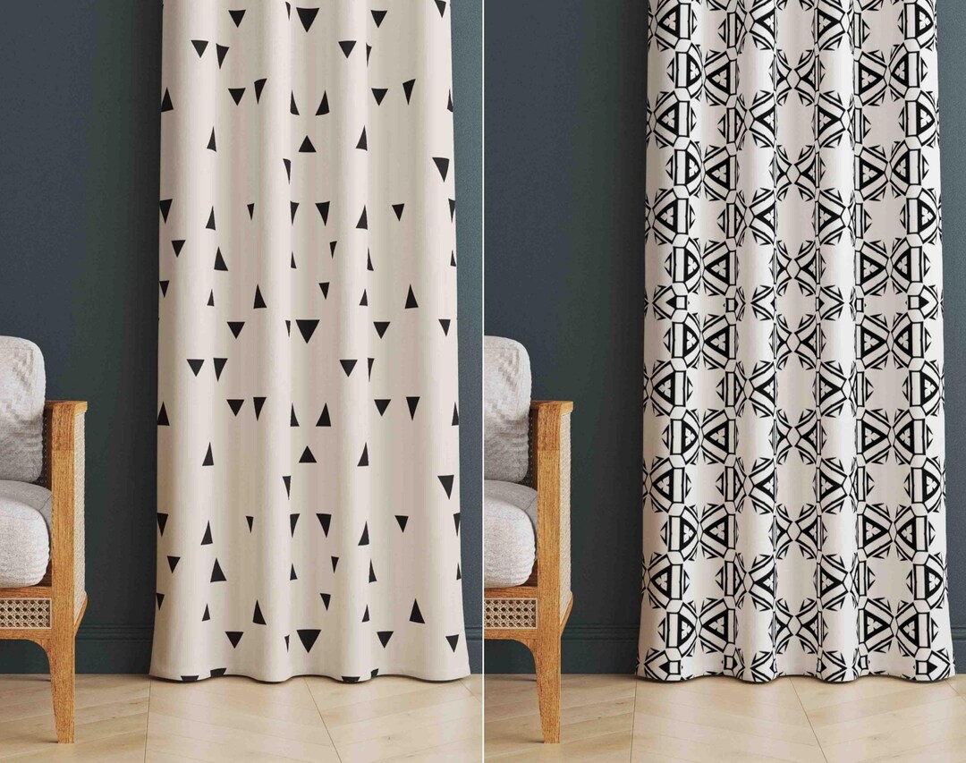 Nordic Symbols Style Window Curtain Seamless Geometric Boho - Etsy