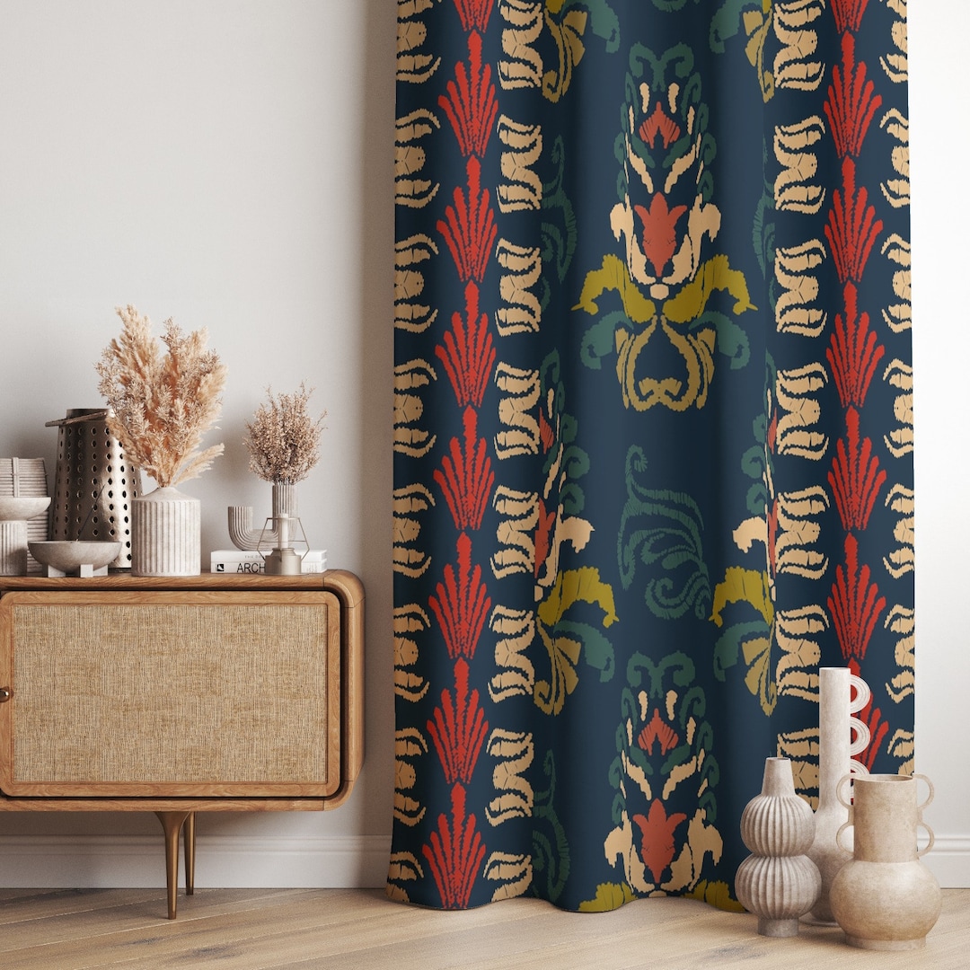 Ethnic Ikat Curtain Panels, Authentic Living Room Curtains, Abstract ...