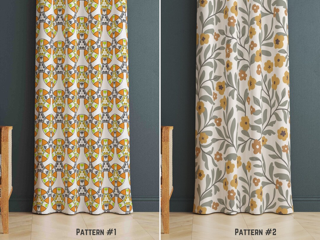 Farmhouse Window Curtains, Rustic Design Window Drapes, Geometrical ...