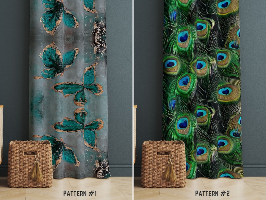 Butterfly Peacock Feather Window Curtain, Curtains for Bedroom ...