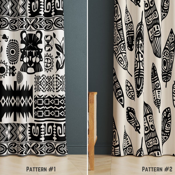 Black and White African Tribal Curtains - Etsy