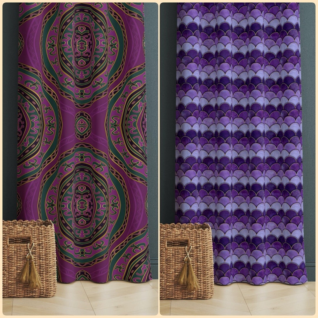 Purple Ethnic Pattern Window Curtain Curtains for Bedroom - Etsy