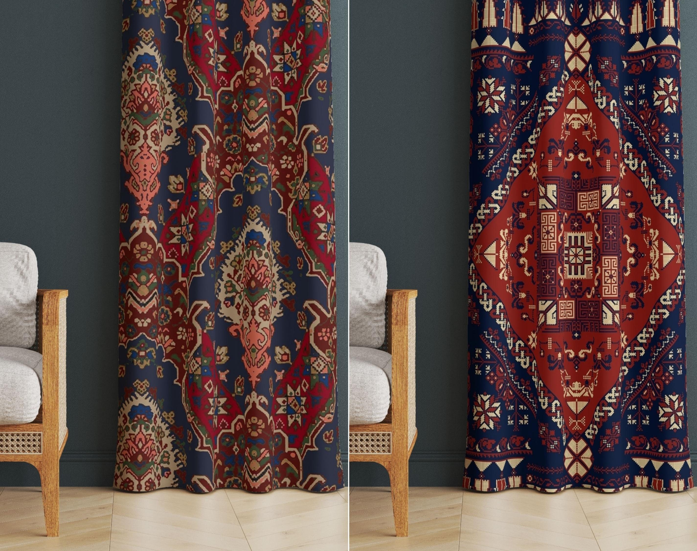 Arch Window Drapery Ideas With Tribal Curtains