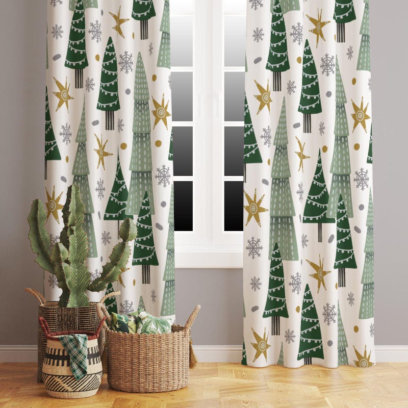 Pine Tree Curtains - Etsy