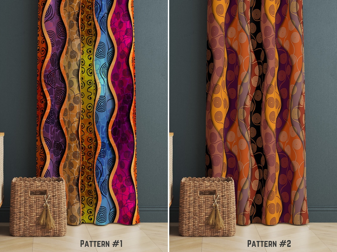 Colorful Wavy Curtain, Boho Spiral Batik Drapery - Etsy