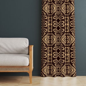 African Style Window Curtains, Tribal Geometrical Shapes Drape ...