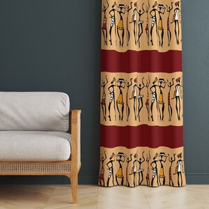 African Women Window Curtains, Traditional Style Drape, Tribal Ancient ...