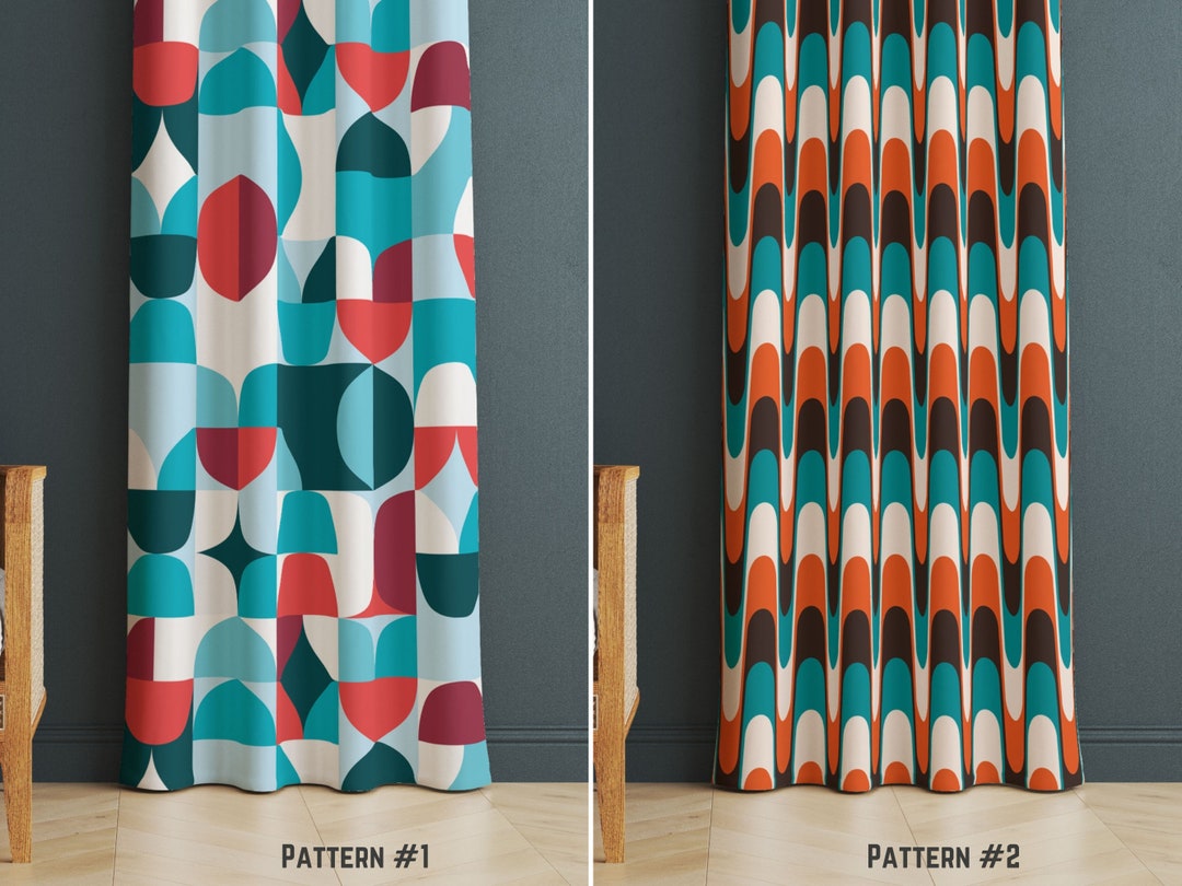 Half Circle Design Curtains, Abstract Art Window Shade, Modern Window ...