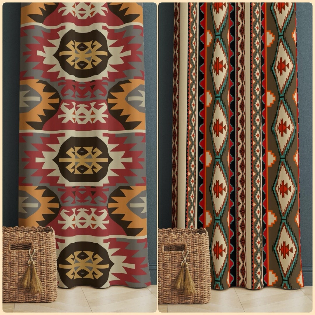 Ethnic Window Curtain Southwestern Style Curtains Bohemian - Etsy